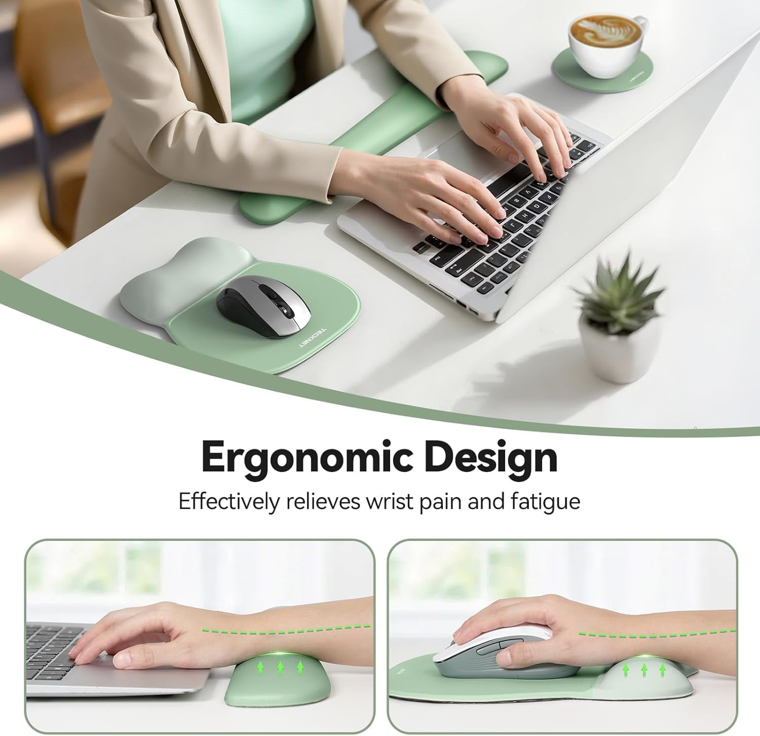 RREGER-Gel Mouse Pad with Wrist Rest, 3 in 1 Keyboard Wrist Rest for ...