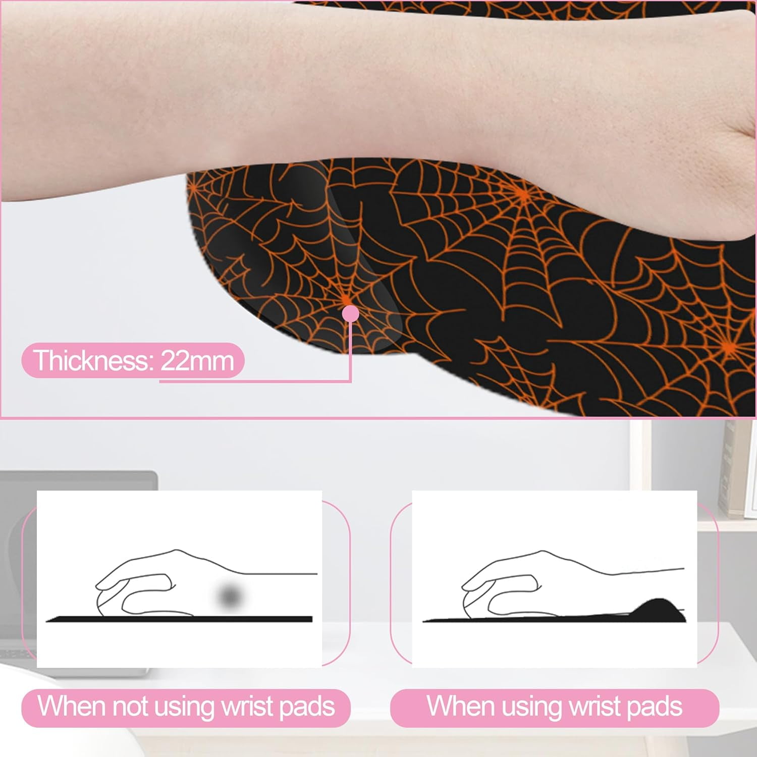 RREGER-Halloween Spider Web Ergonomic Wrist Support Keyboard Mouse ...