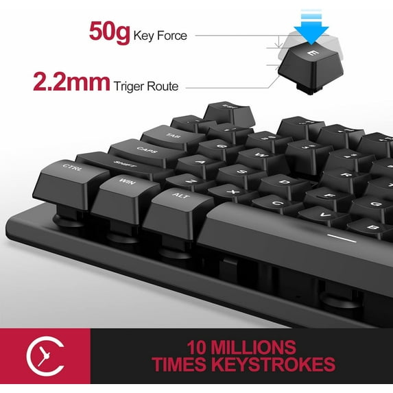 RREGER-K10V1 Wired Computer Keyboard, Plug & Play Full-Size with 12 ...