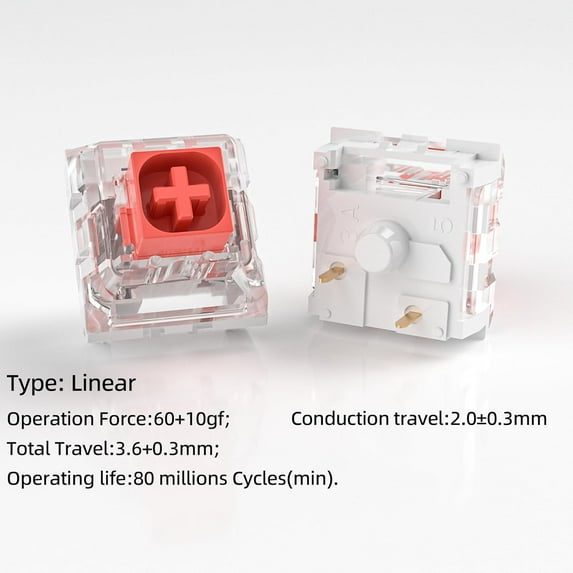RREGER-Kailh Box Red Switches for Mechanical Keyboard,3-Pin 45gf Linear ...