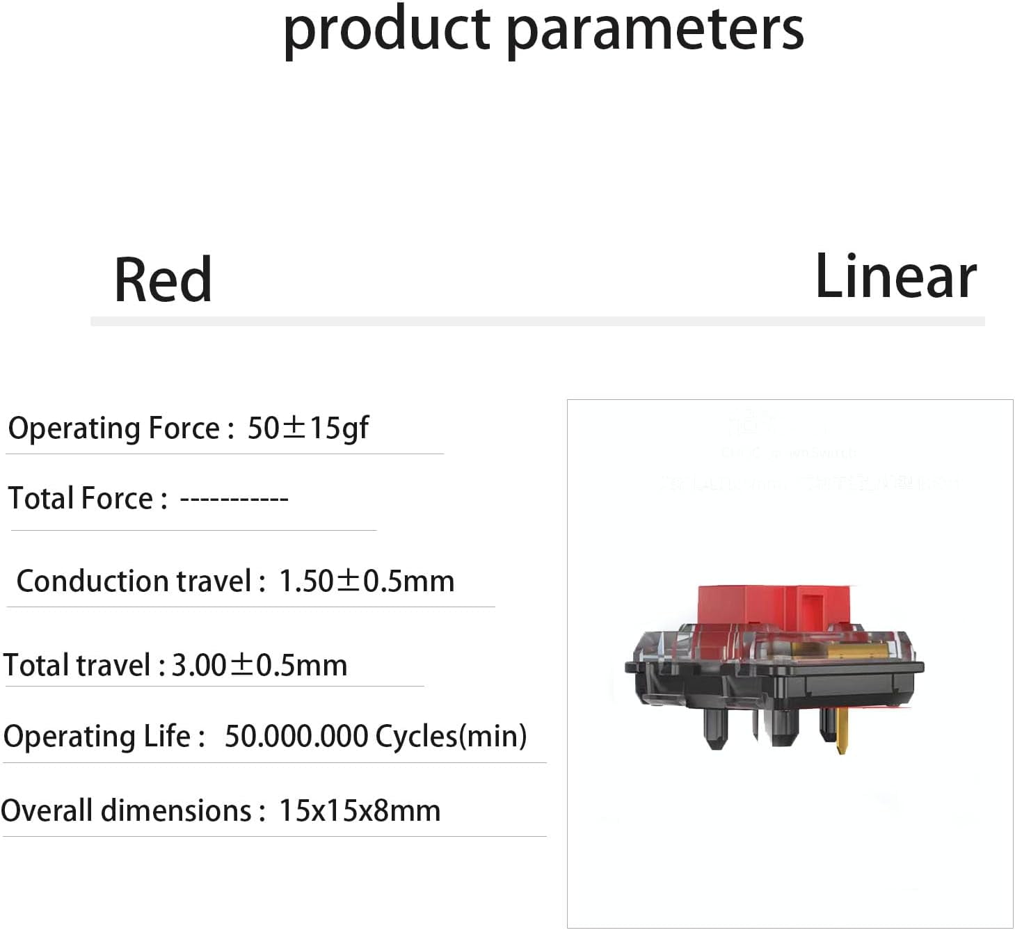 RREGER-Kailh Choc Low Profile Red Linear Switch, 5-Pin 50gf 1350 ...