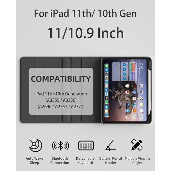 RREGER-Keyboard Case for iPad (A16) 11th Gen 11 inch 2025 & iPad 10th ...