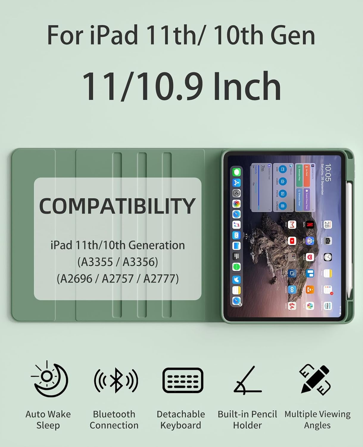 RREGER-Keyboard Case for iPad (A16) 11th Gen11 inch 2025 & iPad 10th ...