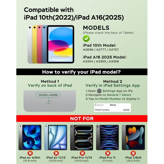 RREGER-Keyboard Case for iPad (A16) 11th gen 2025 11 inch, 10th ...