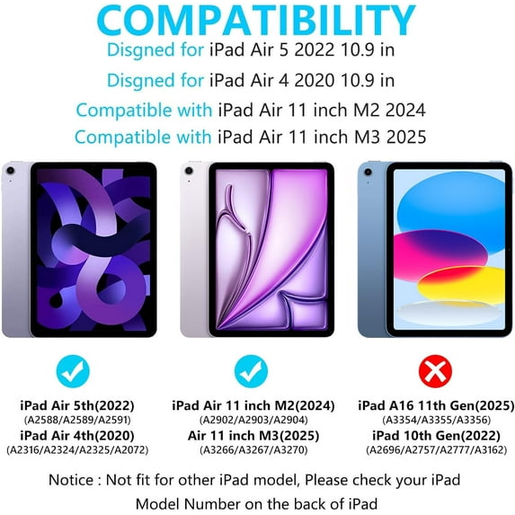 RREGER-Keyboard Case for iPad Air 11-inch M2 2024/ Air 5th/ 4th ...
