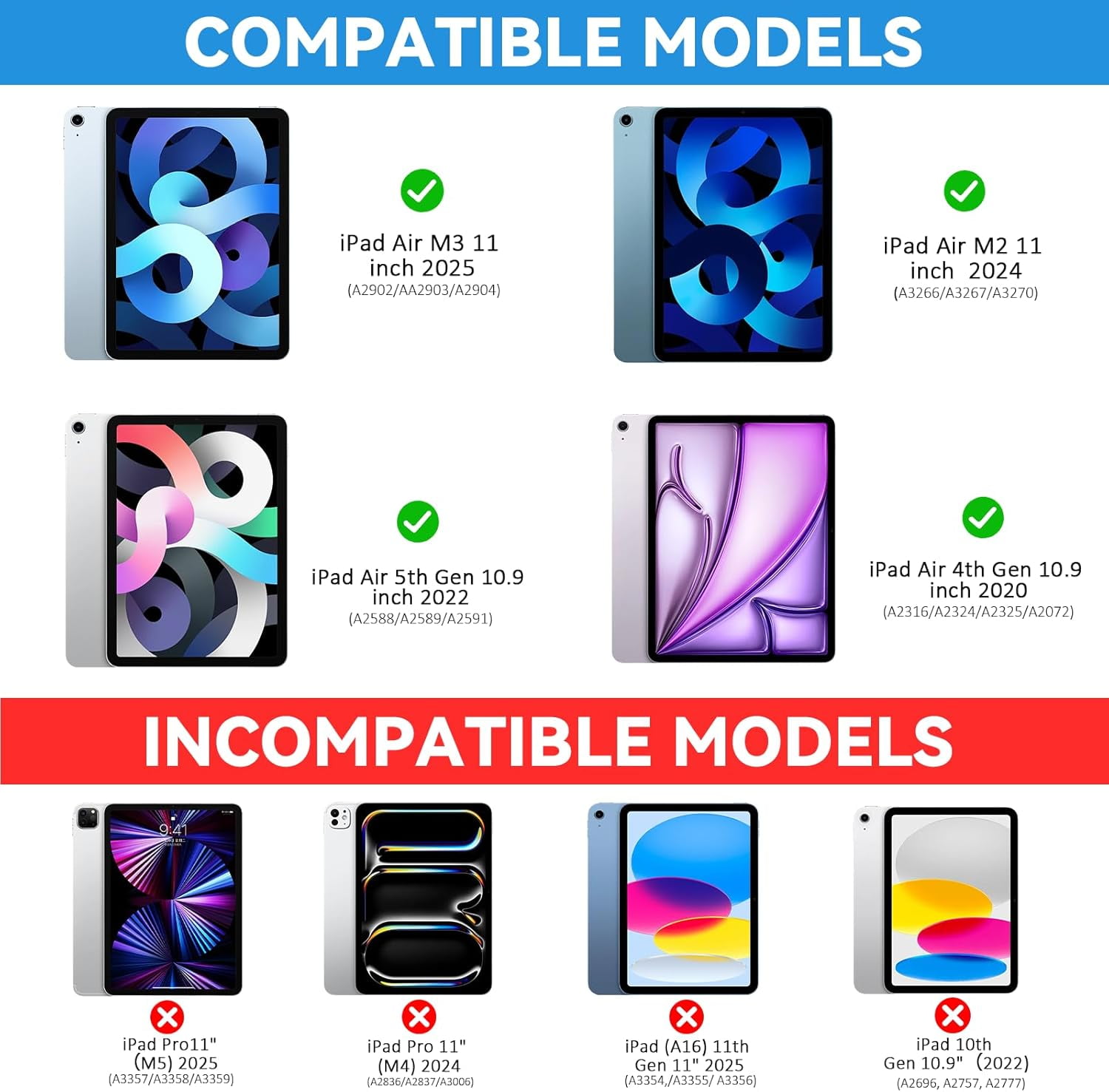 RREGER-Keyboard Case for iPad Air M3 2025 6th Generation 11 inch M2 ...