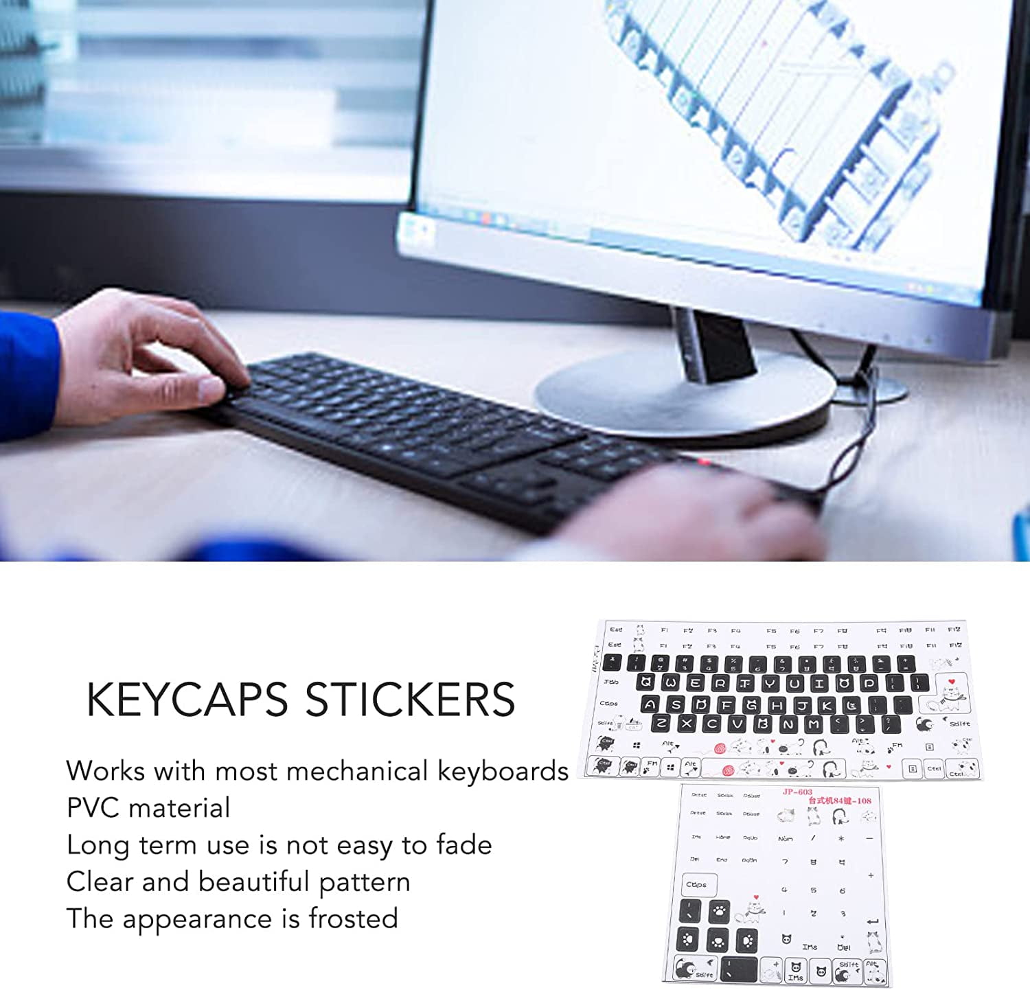 RREGER-Keyboard Stickers, Universal DIY Cute Mechanical Keyboard ...