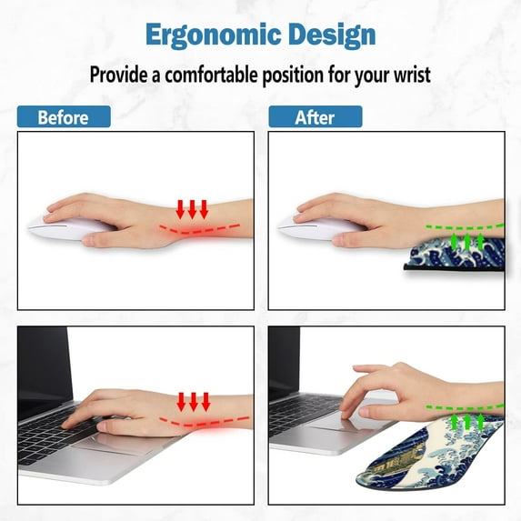 RREGER-Keyboard Wrist Rest + Mouse Pad Set+ Mouse Wrist Rest Support ...