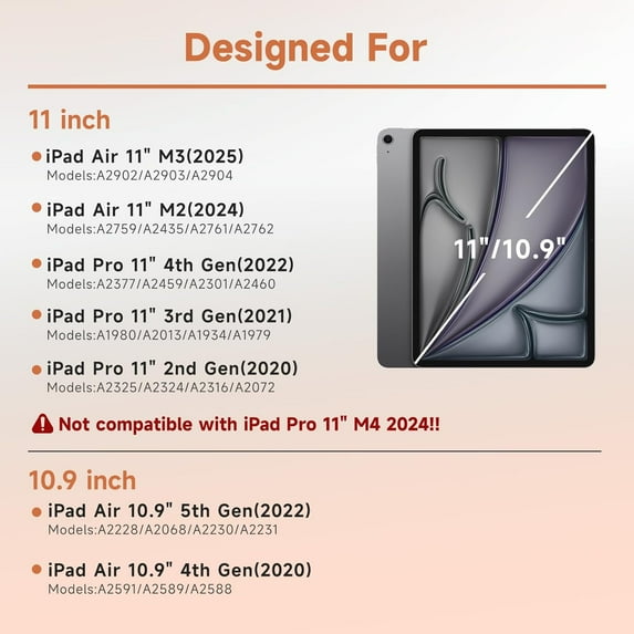 RREGER-Keyboard case for ipad Air 11 inch(M2 2024)/10.9 Inch Air 5th ...