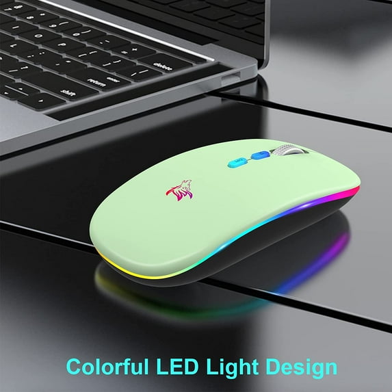 RREGER-LED Wireless Mouse, Slim Rechargeable Silent Portable USB ...