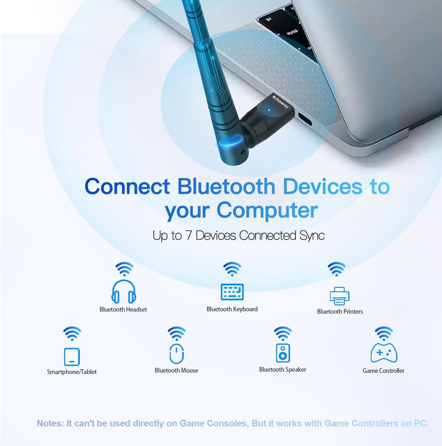 RREGER-Long Range Upgraded Bluetooth 5.4 Adapter for PC, 5dBi High Gain ...