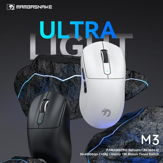 RREGER-M3 Wireless Gaming Mouse with Lightweight 39g,PixArt PAW3395 PRO ...