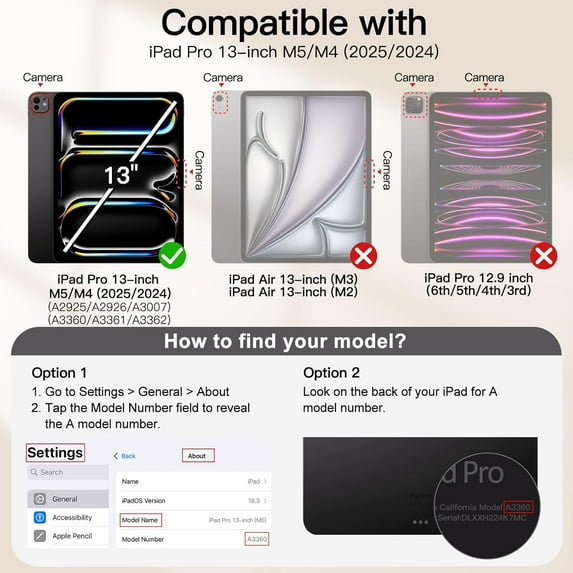 RREGER-Magnetic Case for iPad Pro 13-Inch M5/M4 (2025/2024), Support ...
