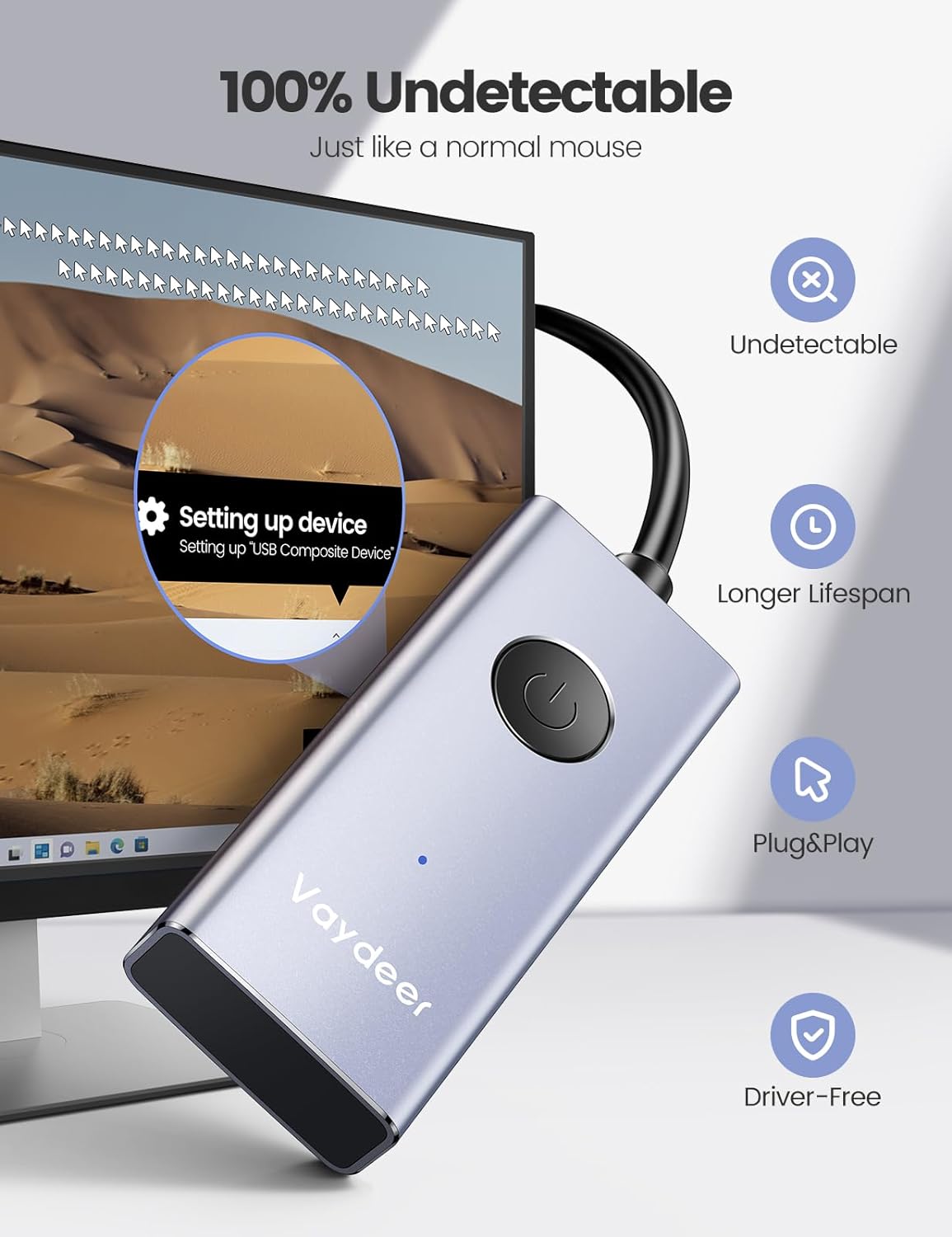 RREGER-Metal USB Mouse Jiggler, S4 Mouse Mover with ON/Off Switch ...