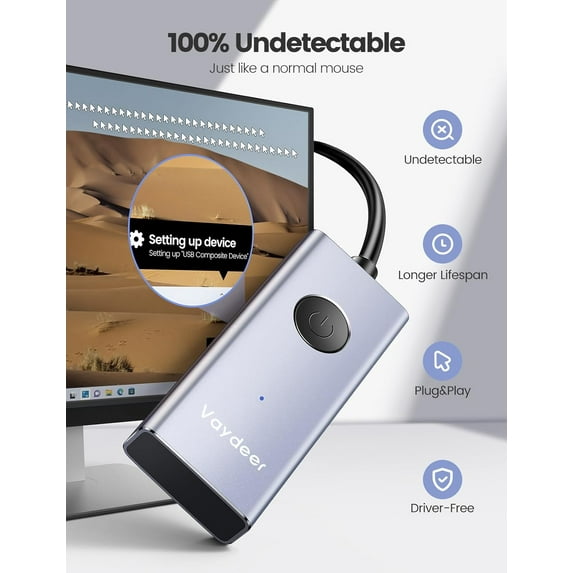 RREGER-Metal USB Mouse Jiggler, S4 Mouse Mover with ON/Off Switch ...