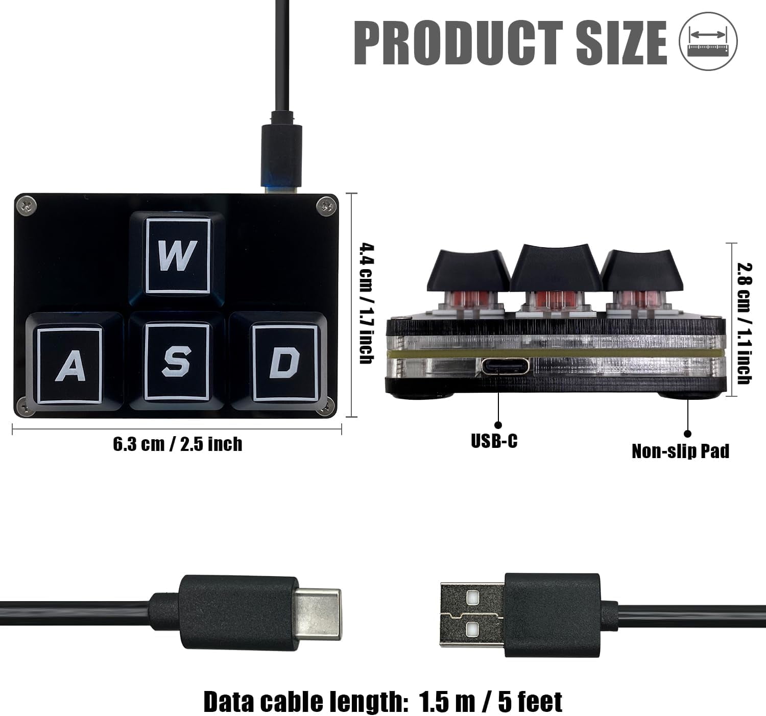 RREGER-Mini 4-Key Keypad WASD Arrow Key Keycaps Keyboard One-Handed ...