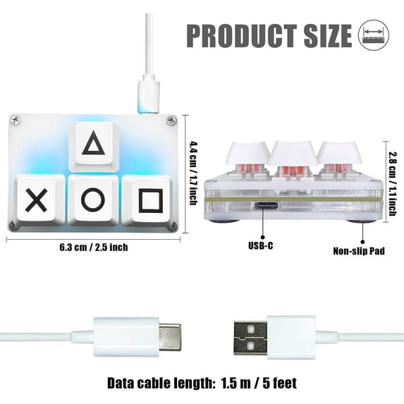 RREGER-Mini 4-Key Keypad WASD Arrow Key Keycaps Keyboard One-Handed ...