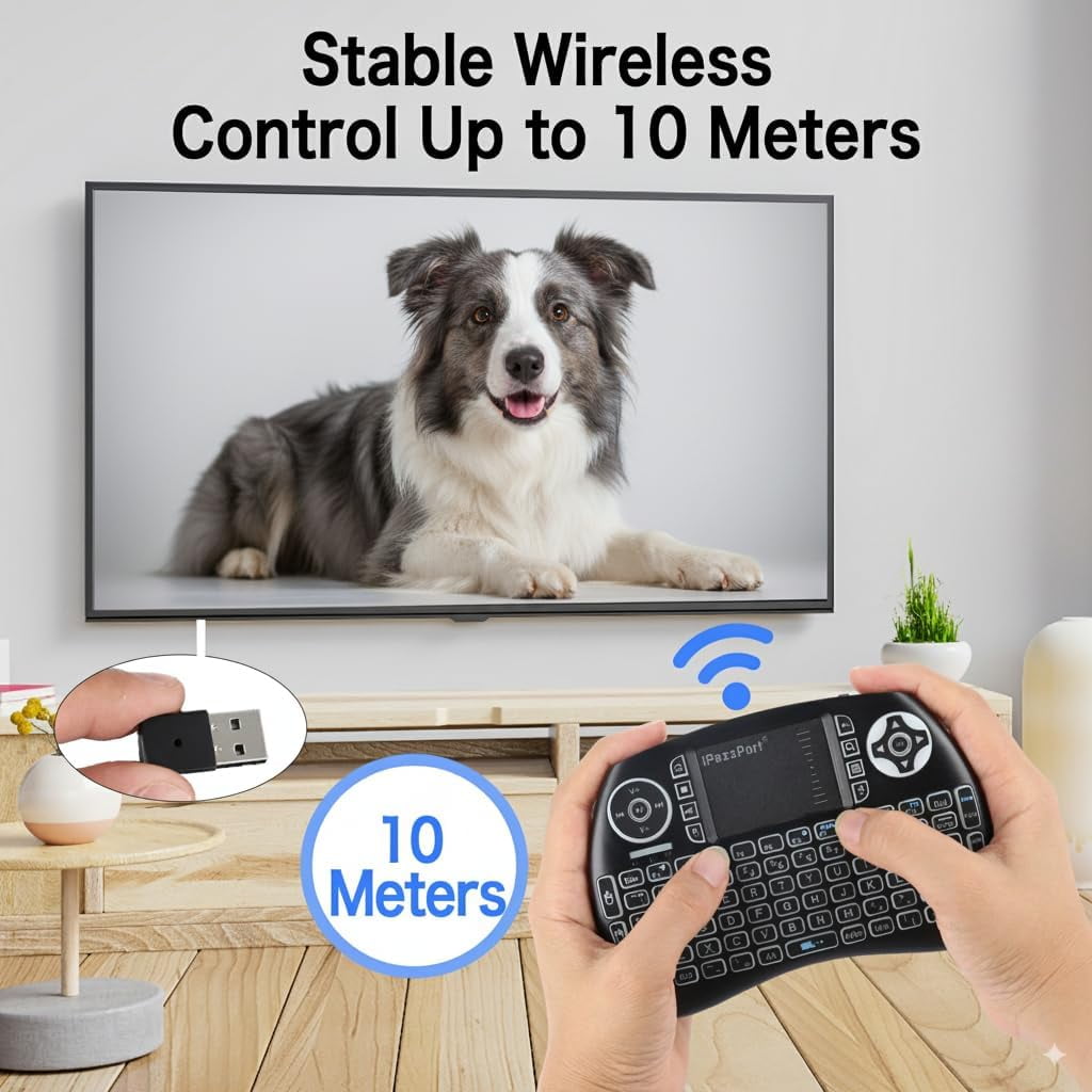 RREGER-Mini Bluetooth & 2.4GHz Wireless Keyboard with Touchpad Mouse, 3 ...