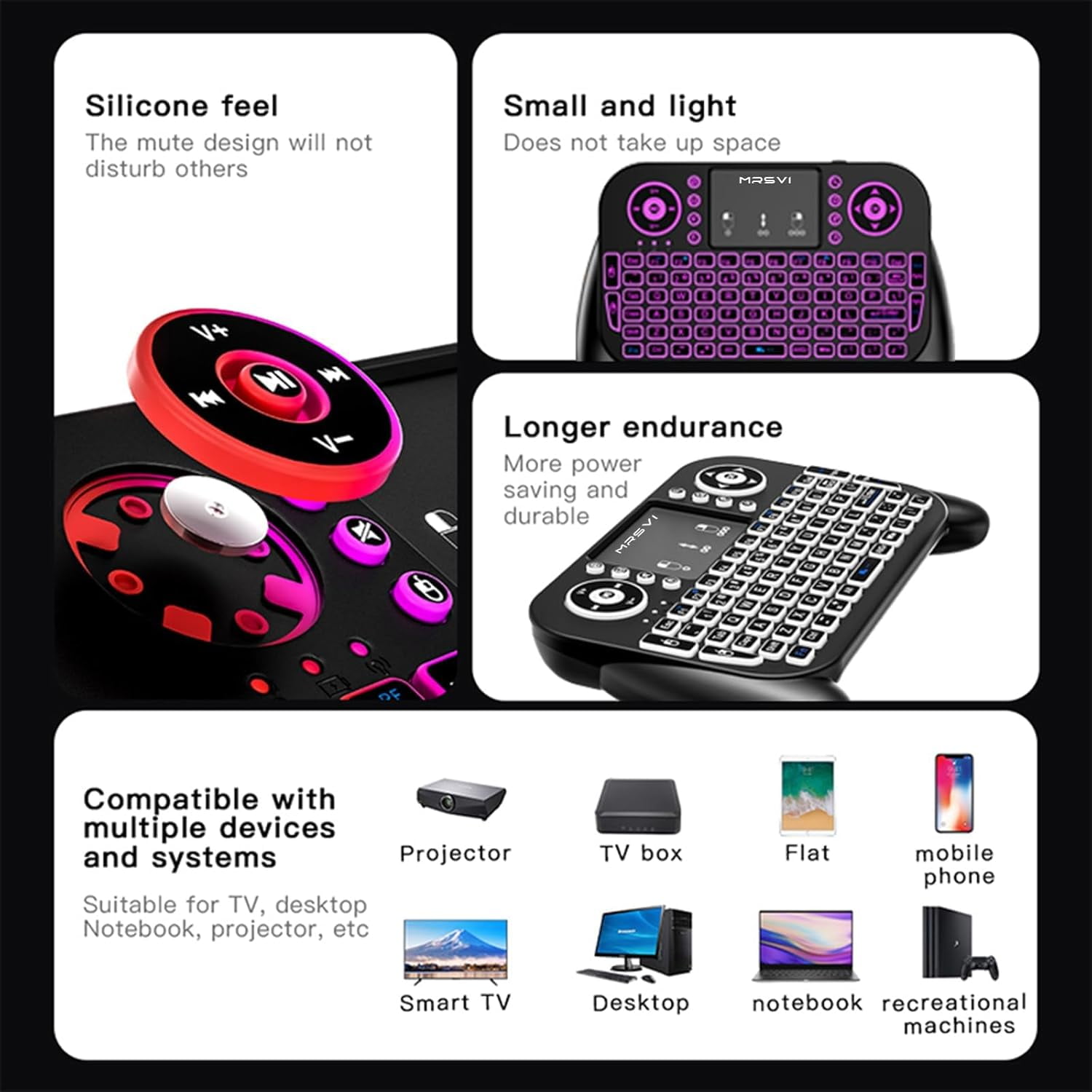 RREGER-Mini Keyboard with Touchpad-2.4GHz & Bluetooth Dual-Mode,7-Color ...
