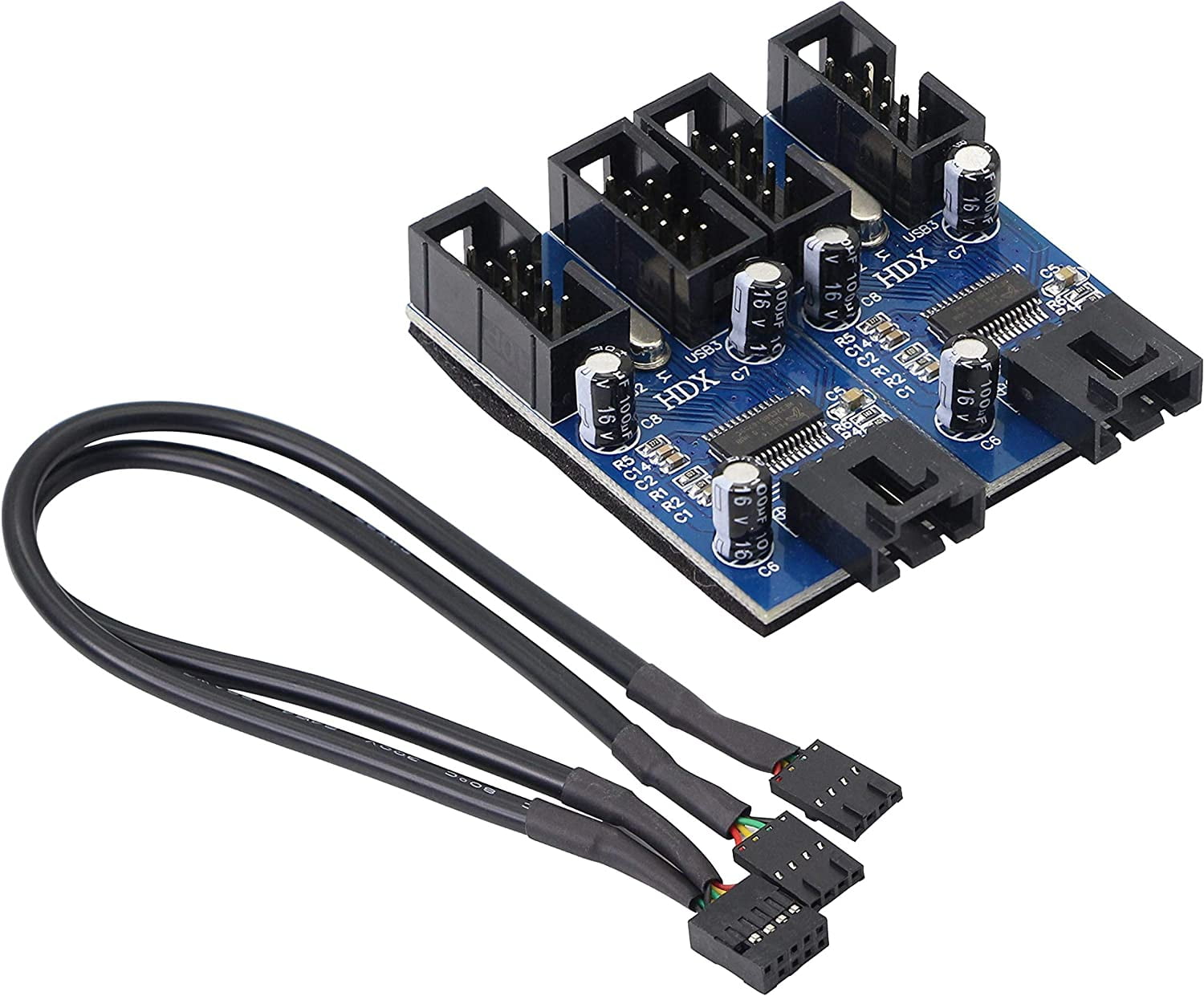 RREGER-Motherboard USB 9 Pin Header Hub Male 1 to 2/4 Female USB 2.0 ...