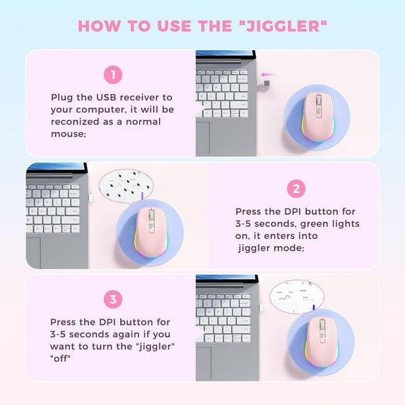 RREGER-Mouse for Laptop, Wireless Mouse Jiggler - LED Wireless Mice ...