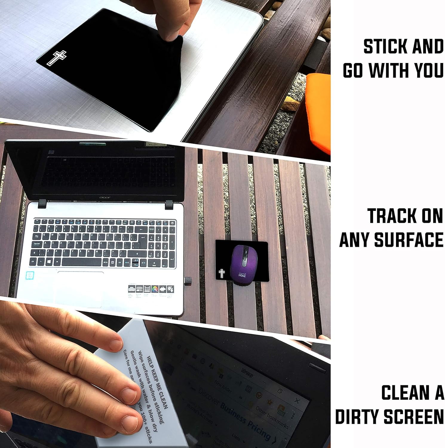RREGER-Mouse Pad Adhesive Bottom - Sticks to Any Surface - Portable ...