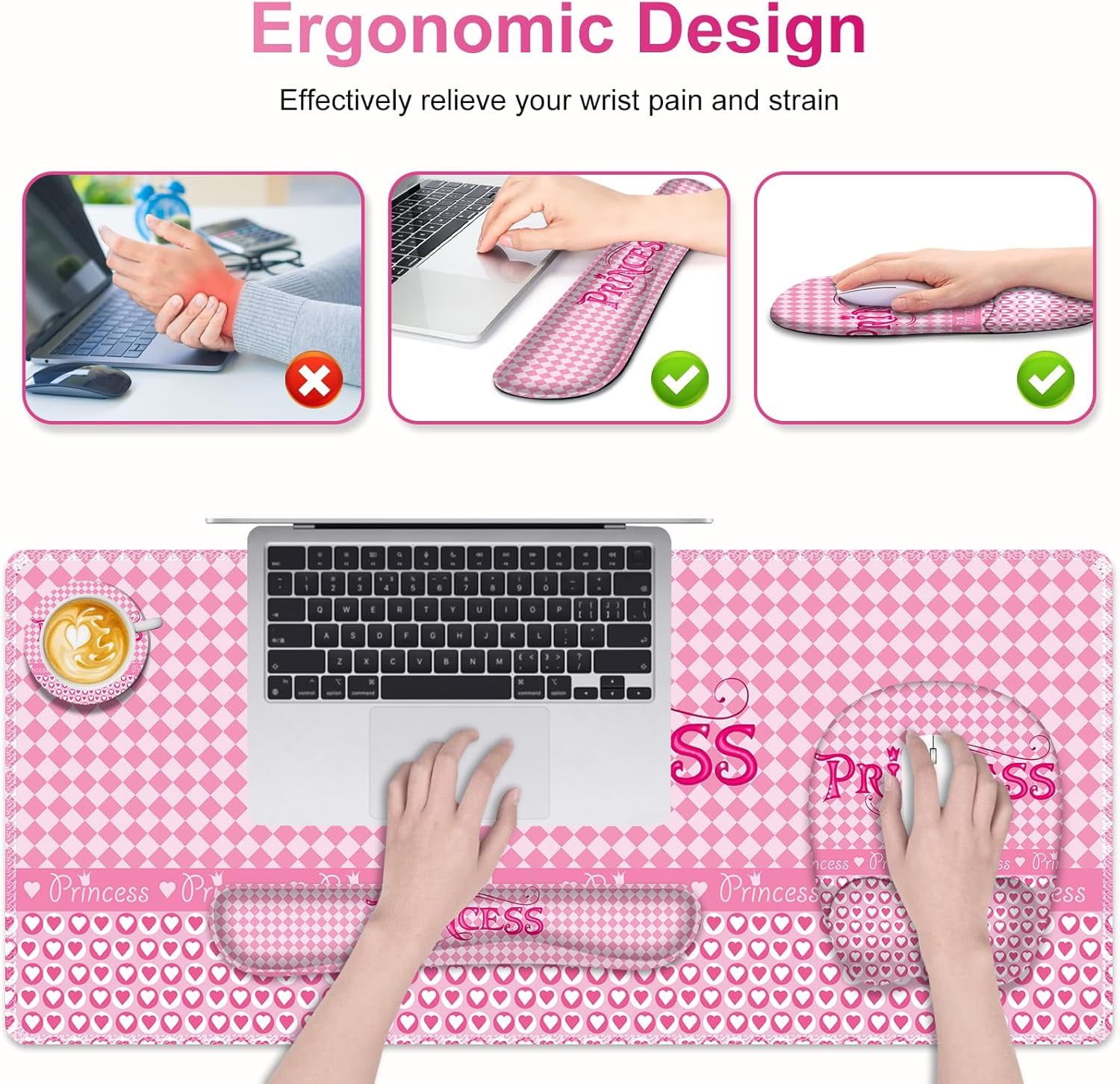 RREGER-Mouse Pad with Wrist Support 4 in1 Set, XXL Big Game Mousepad ...