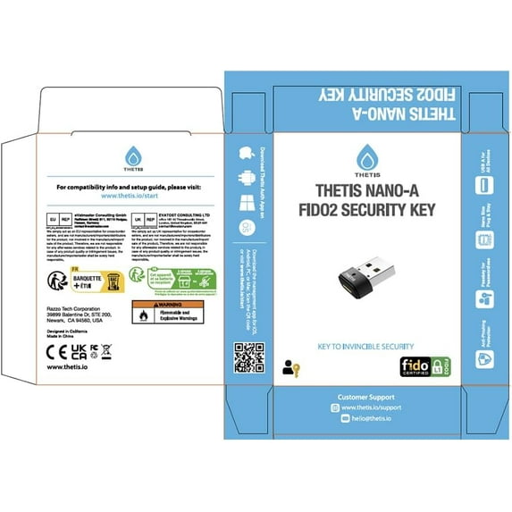 RREGER-Nano-A FIDO2 Security Key Hardware Passkey Device with USB Type ...