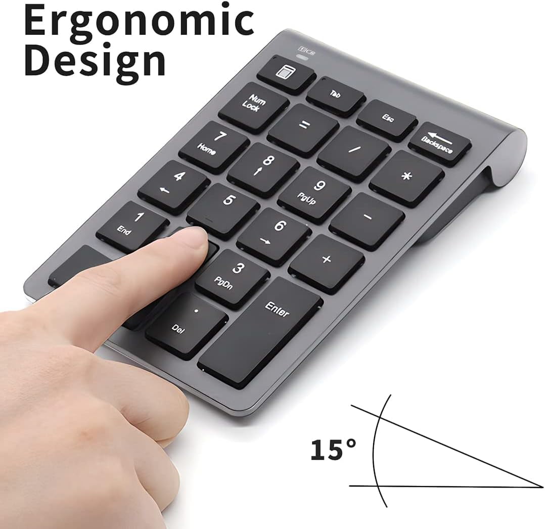 RREGER-Number Pad, Wireless Numeric Keypad 22 Keys Portable Keyboard ...
