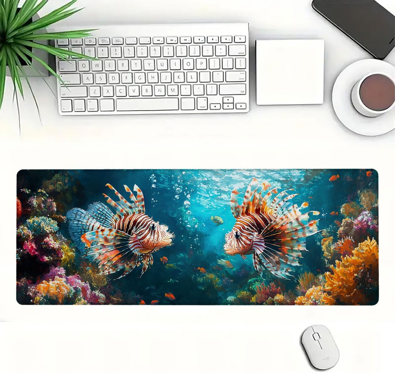 RREGER-Ocean Large Mouse Pad Lionfish Coral Marine Life Mousepad XL ...