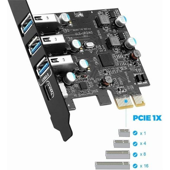 RREGER-PCIe USB Card 4-Ports(1x USB-C - 3X Type A) USB 3.0 Expansion ...
