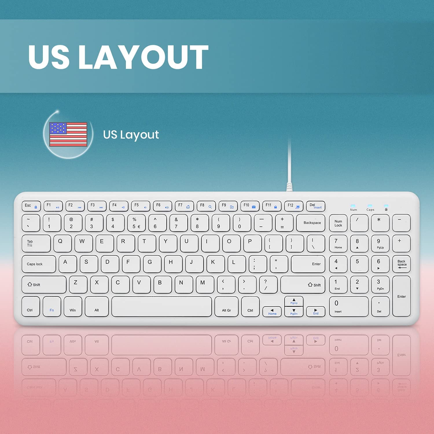 RREGER-PERIBOARD-213W Wired Quiet USB Scissor Keyboard - 14.45x4.76x0 ...