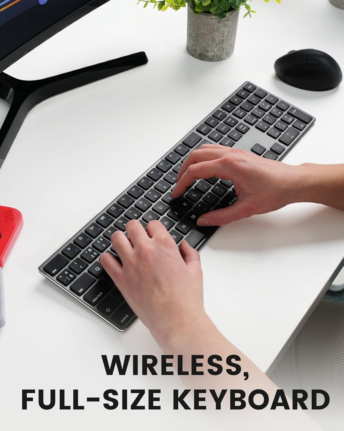 RREGER-PERIBOARD-817 Wireless Multi Device Keyboard, Full Size, Aluminum Housing, X Type Scissor ...