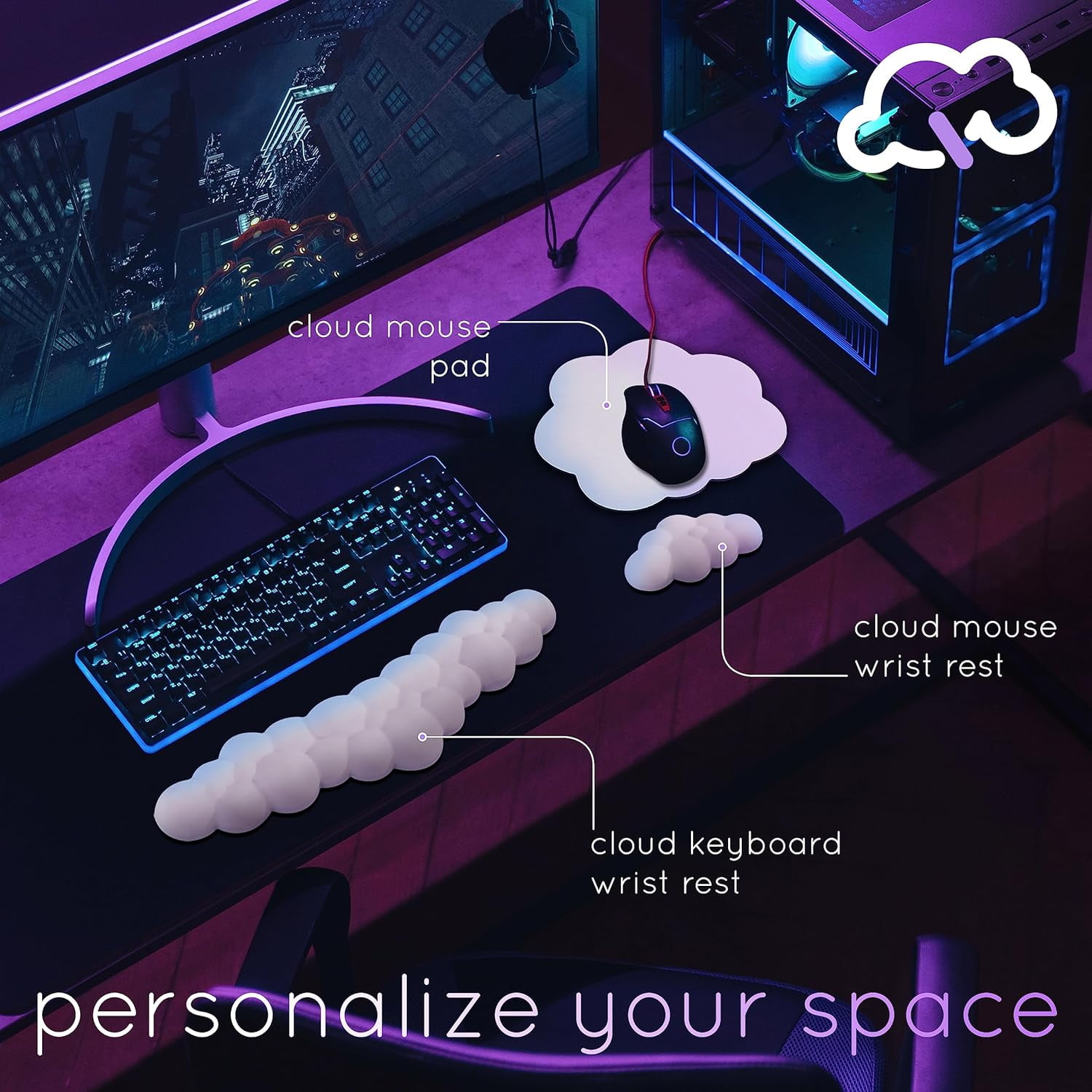 RREGER-Qloud Cloud Wrist Rest Keyboard Wrist Rest for Computer Keyboard ...
