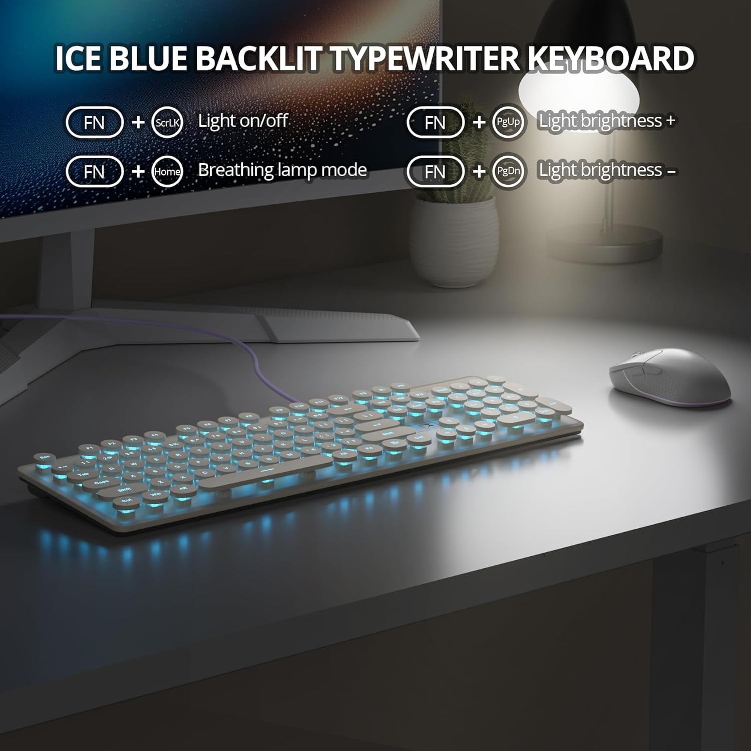 RREGER-Quiet Keyboard Wired Membrane Keyboard Aesthetic, Full Size 104 ...