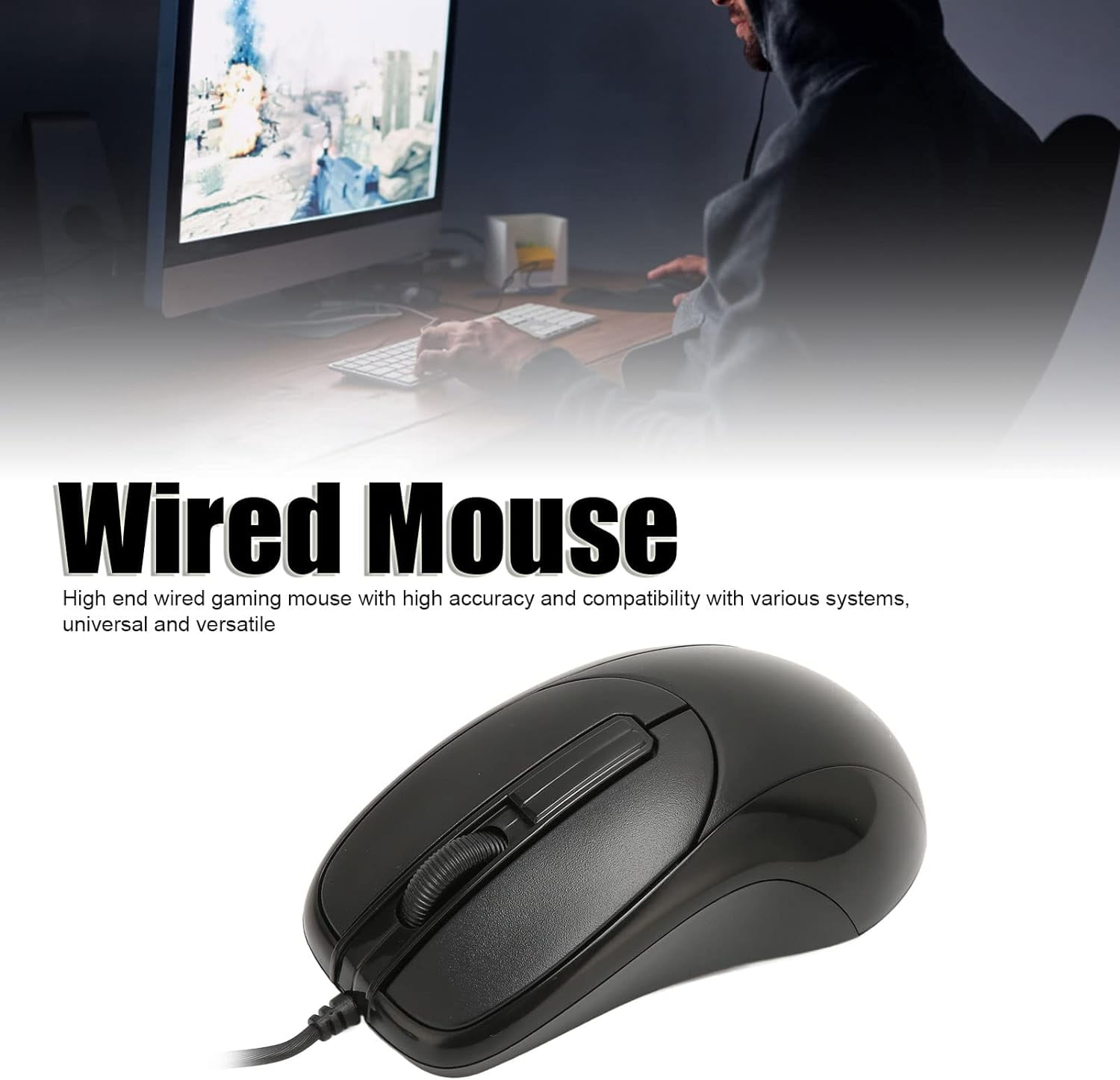 RREGER-Round Port Optical Mouse, Wired 3 Buttons High Accuracy ...