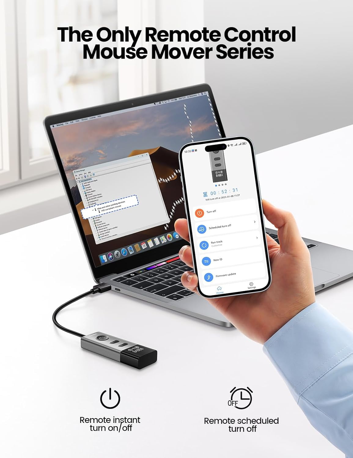 RREGER-S5 Pro Mouse Jiggler with APP, Metal USB Mouse Mover with Remote ...