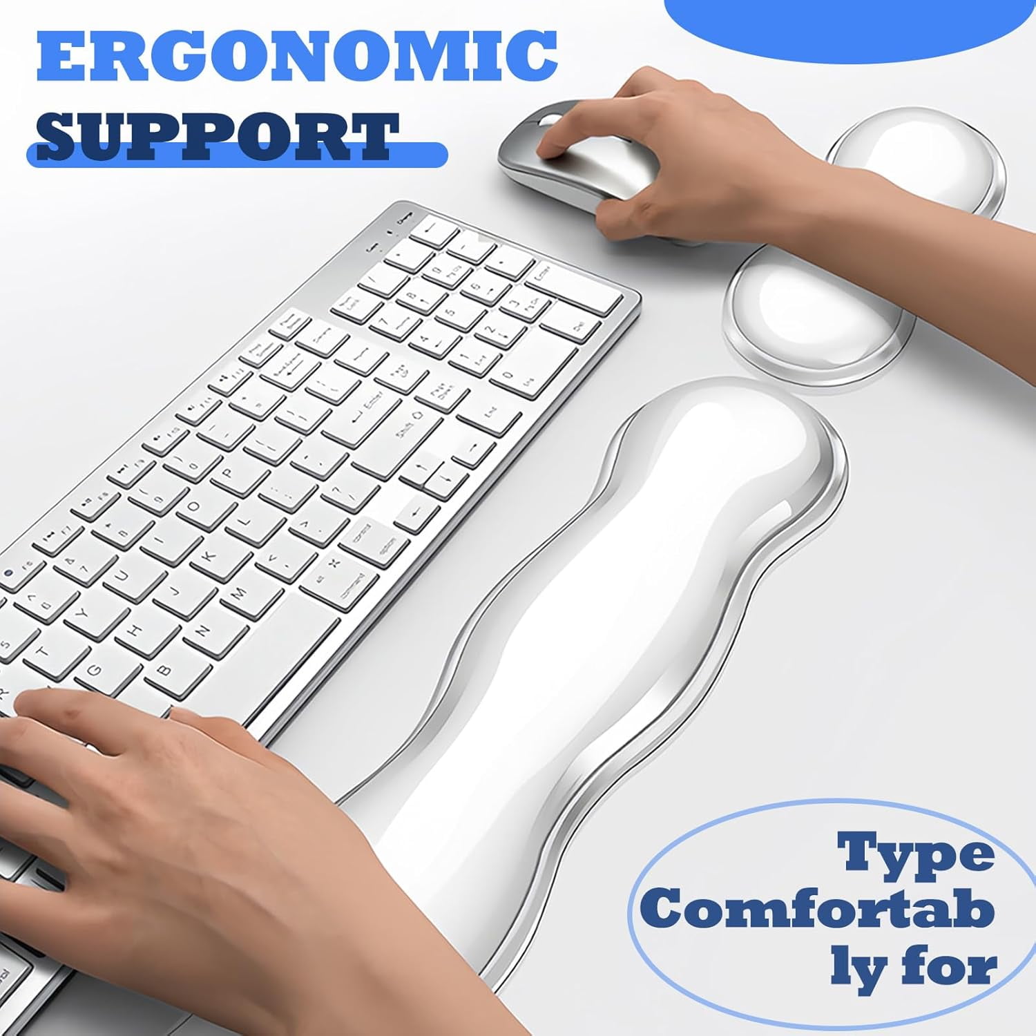 RREGER-Silicone Gel Keyboard and Mouse Wrist Rest Set, Ergonomic Soft ...