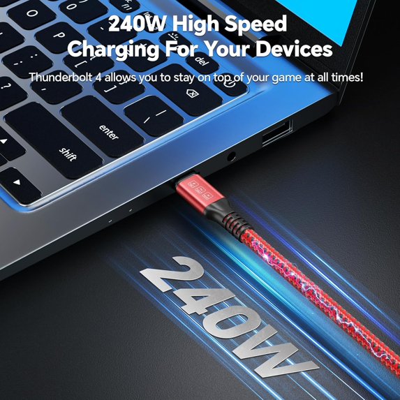 RREGER-Thunderbolt 4 Cable 6.6FT 240W USB4 Supports 40Gbps High-Speed ...