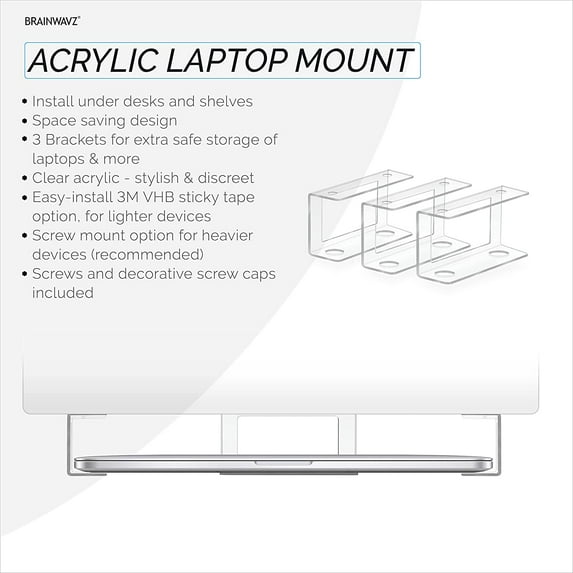 RREGER-Transparent Under Desk Laptop Holder Mount with Adhesive & Screw ...