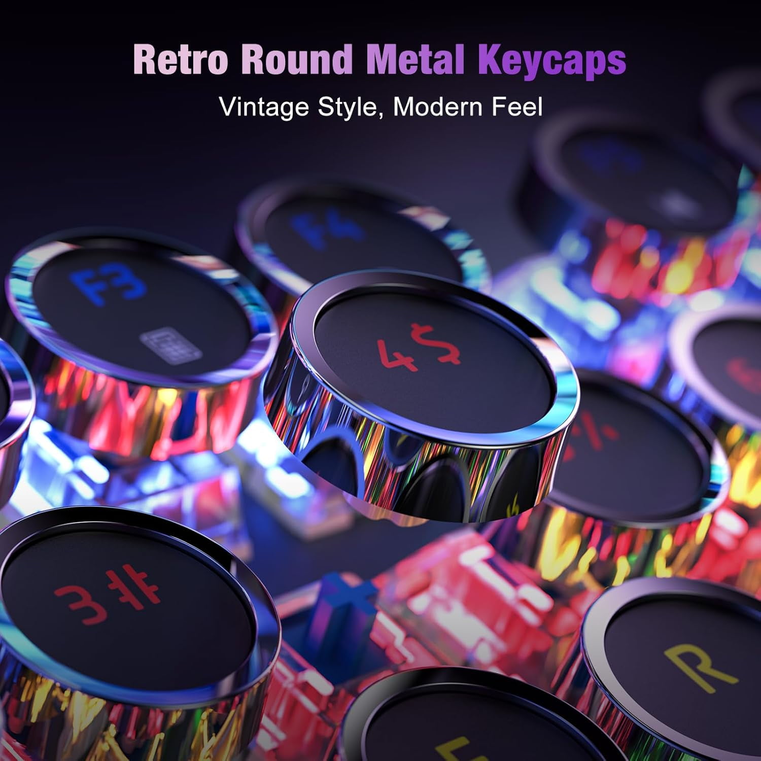 RREGER-Typewriter Style Mechanical Gaming Keyboard, Metal Panel, Retro ...