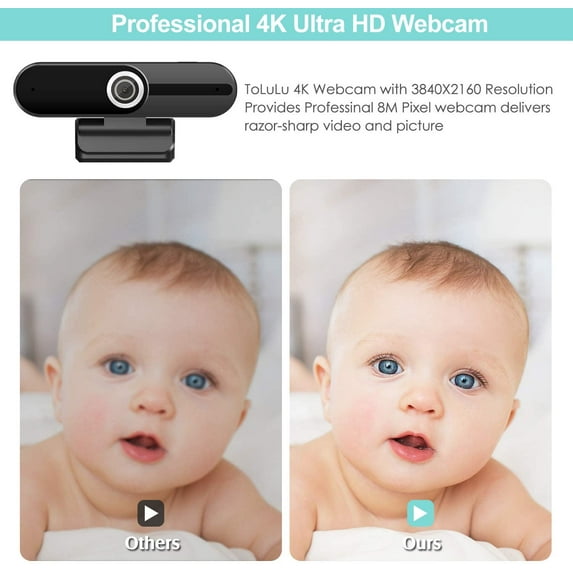 RREGER-UHD 4K Webcam with Microphone: 8MP USB Computer Web Camera with ...