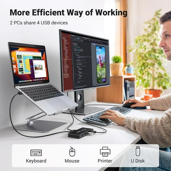 RREGER-USB 3.0 Switch Selector 2 Computers Share 4 USB Ports USB ...