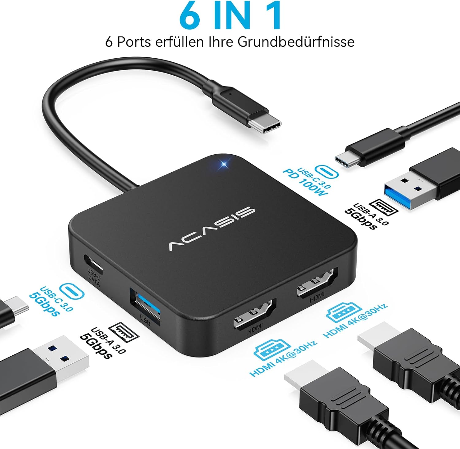 RREGER-USB C Docking Station Dual HDMI Monitor 4K, Laptop Docking ...