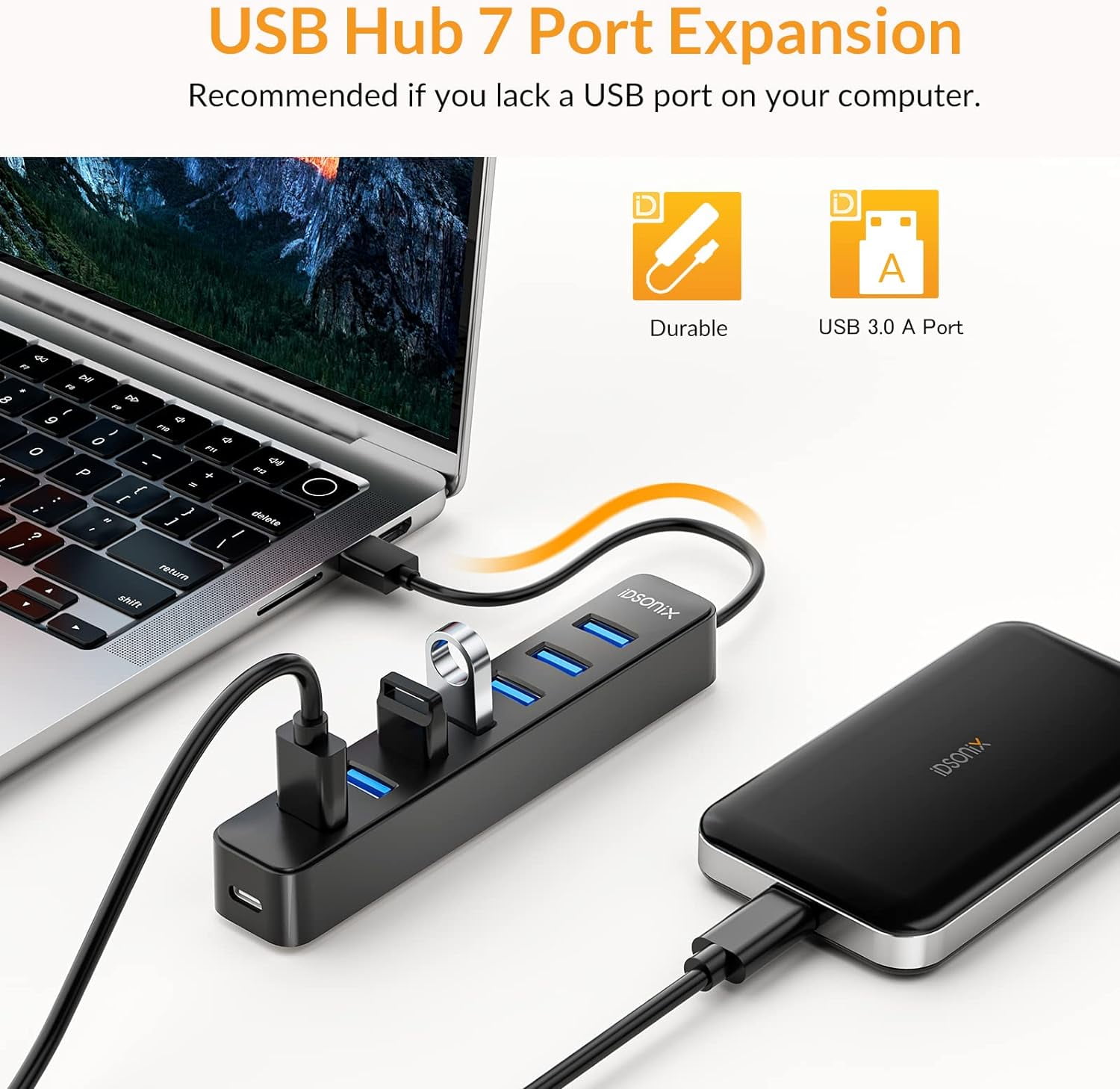 RREGER-USB Hub 3.0, 7 Port for Laptop, iMac, Surface Pro, XPS, USB ...