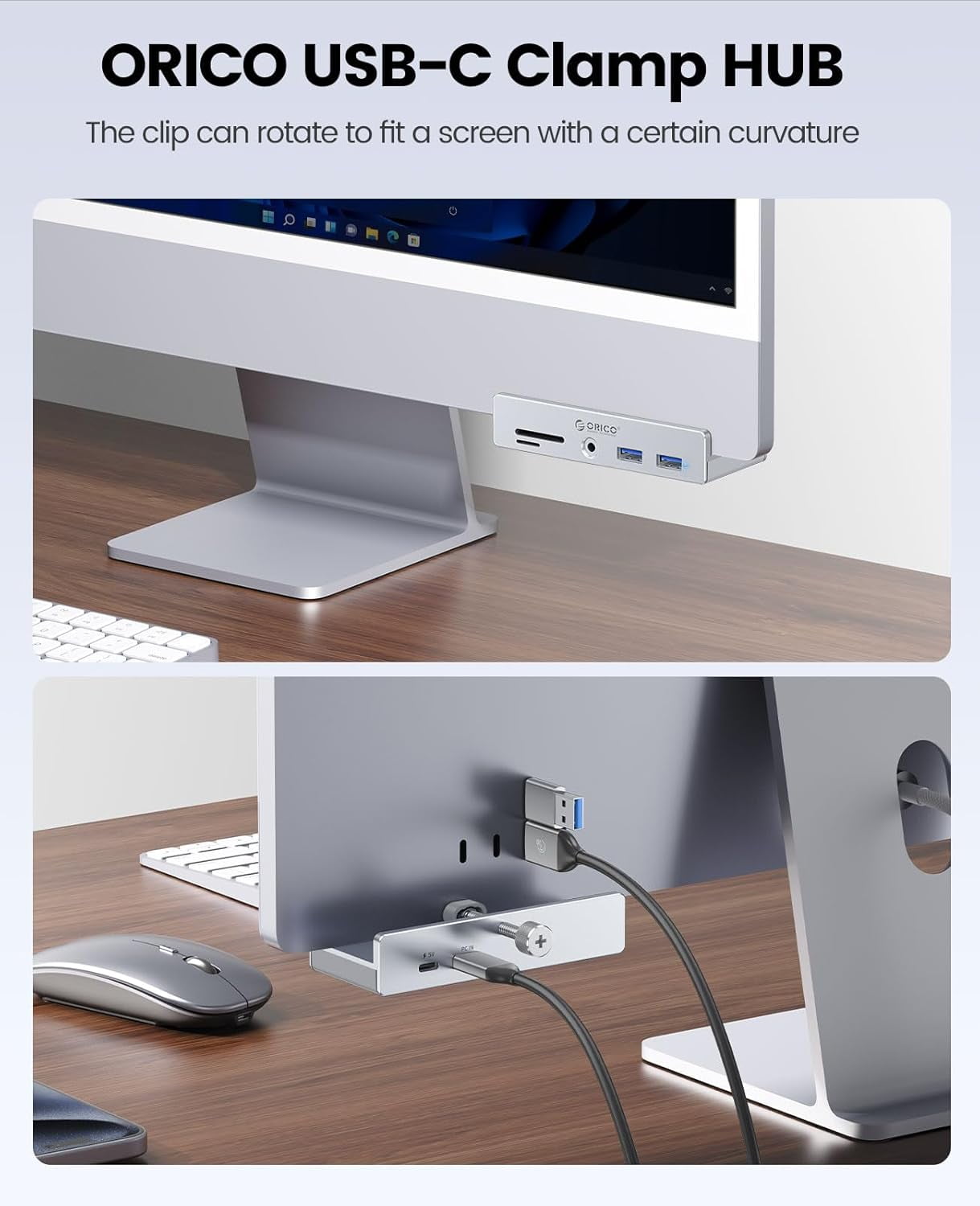 RREGER-USB Hub 3.0, Clamp USB Hub with Extra Power Port, Aluminum USB C ...