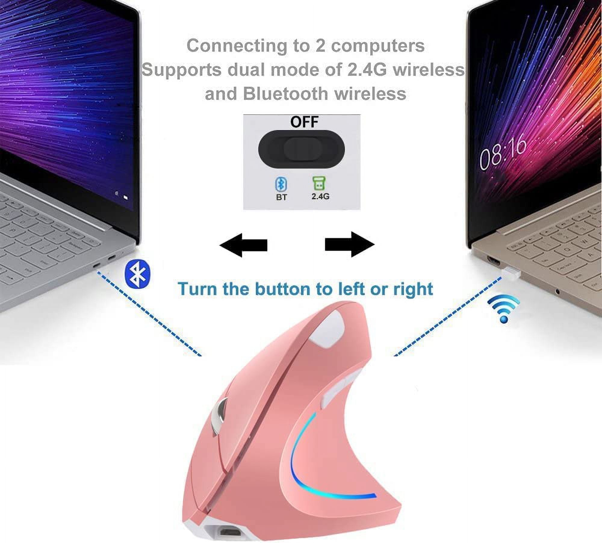 RREGER-Vertical Mouse, Right Handed 2.4GHz Wireless Ergonomic ...