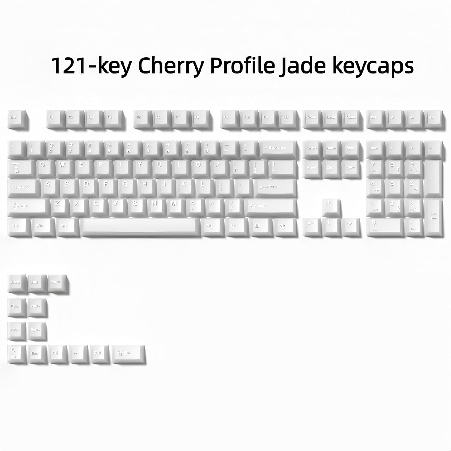 RREGER-White Jade keycap 121-key Double Shot pbt keycaps Translucent ...