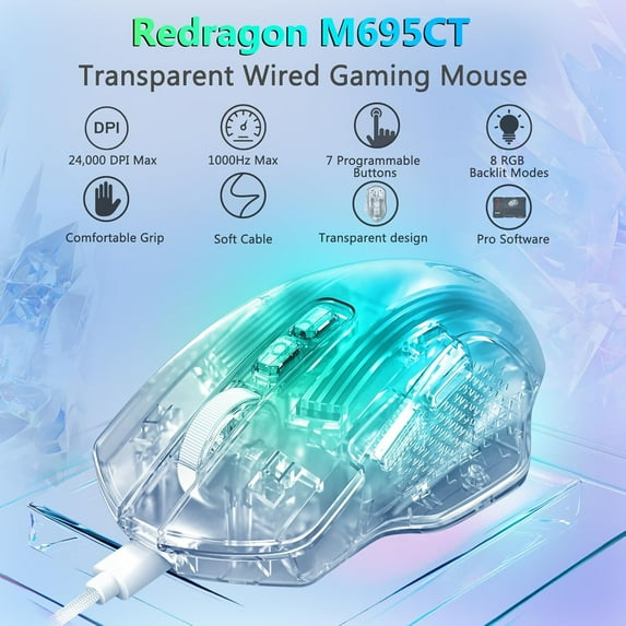 RREGER-Wired Gaming Mouse, 24,000 DPI, 7 Programmable Button, 2 Side ...