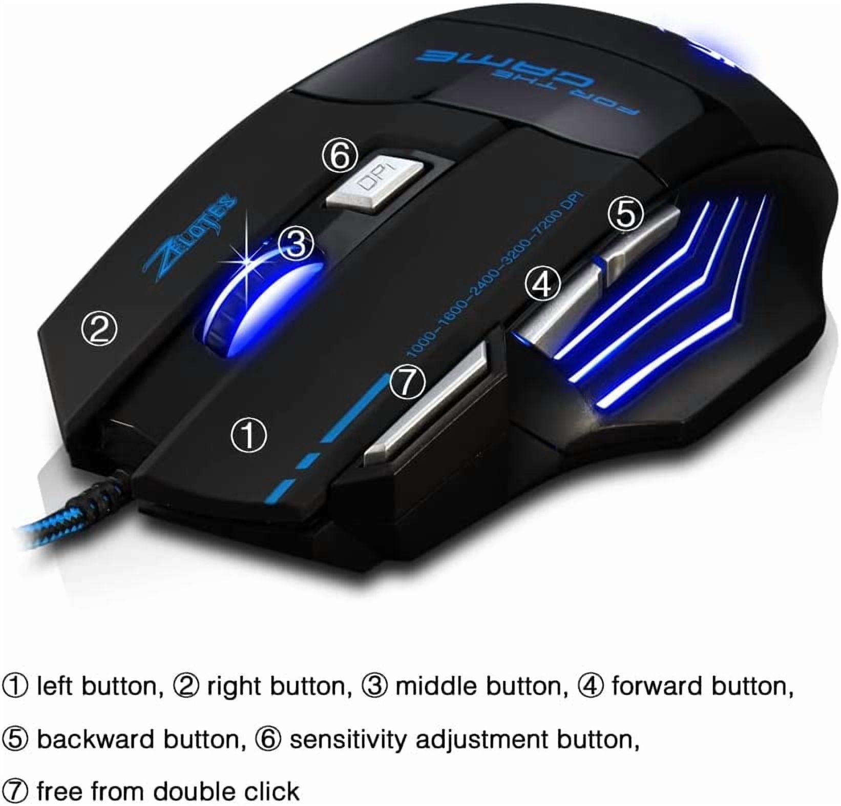RREGER-Wired Gaming Mouse with Fire Button,7200 DPI,7 Buttons,Ergonomic ...